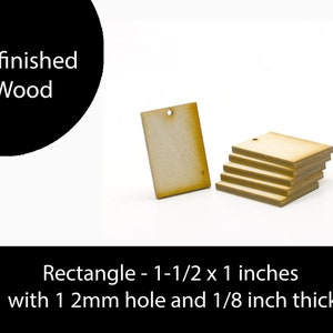 Unfinished Wood Rectangle - 1-1/2 Tall by 1 Inch Wide and 1/8 Inch ...