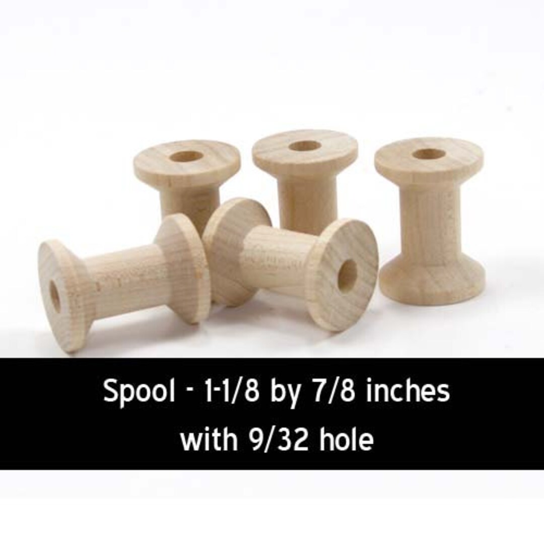 Unfinished Wood Spool - 1-1/8 Inches Tall and 7/8 Inches Wide With 9/32 ...
