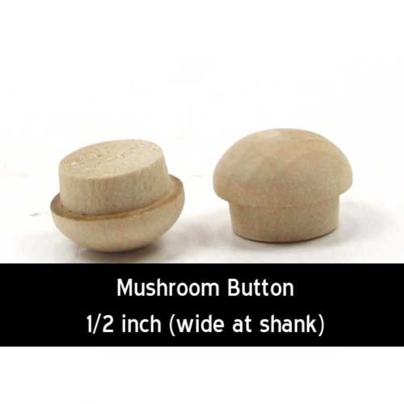 Unfinished Wood Mushroom Button 1/2 Inch in Diameter Wooden | Etsy