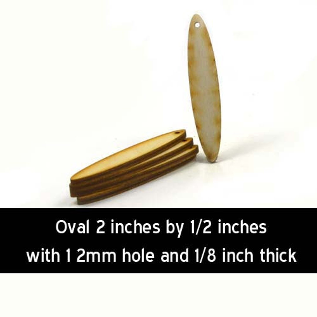 Unfinished Wood Oval - 2-1/2 Inches Tall by 1/2 Inch Wide and 1/8 Inch ...