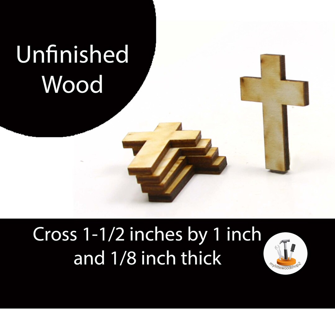Unfinished Wood Cross - 1-1/2 Inches by 1 Inch and 1/8 Inch Thick ...