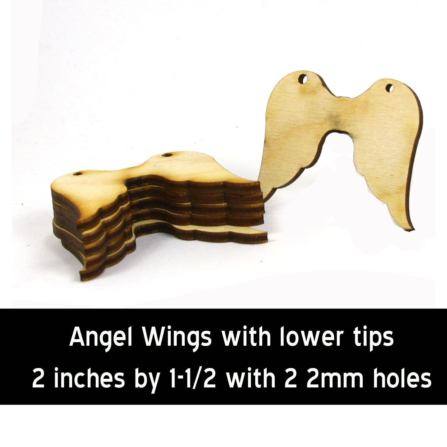 Unfinished Wood Angel Wing 2 inches wide by 1-1/2 inches | Etsy