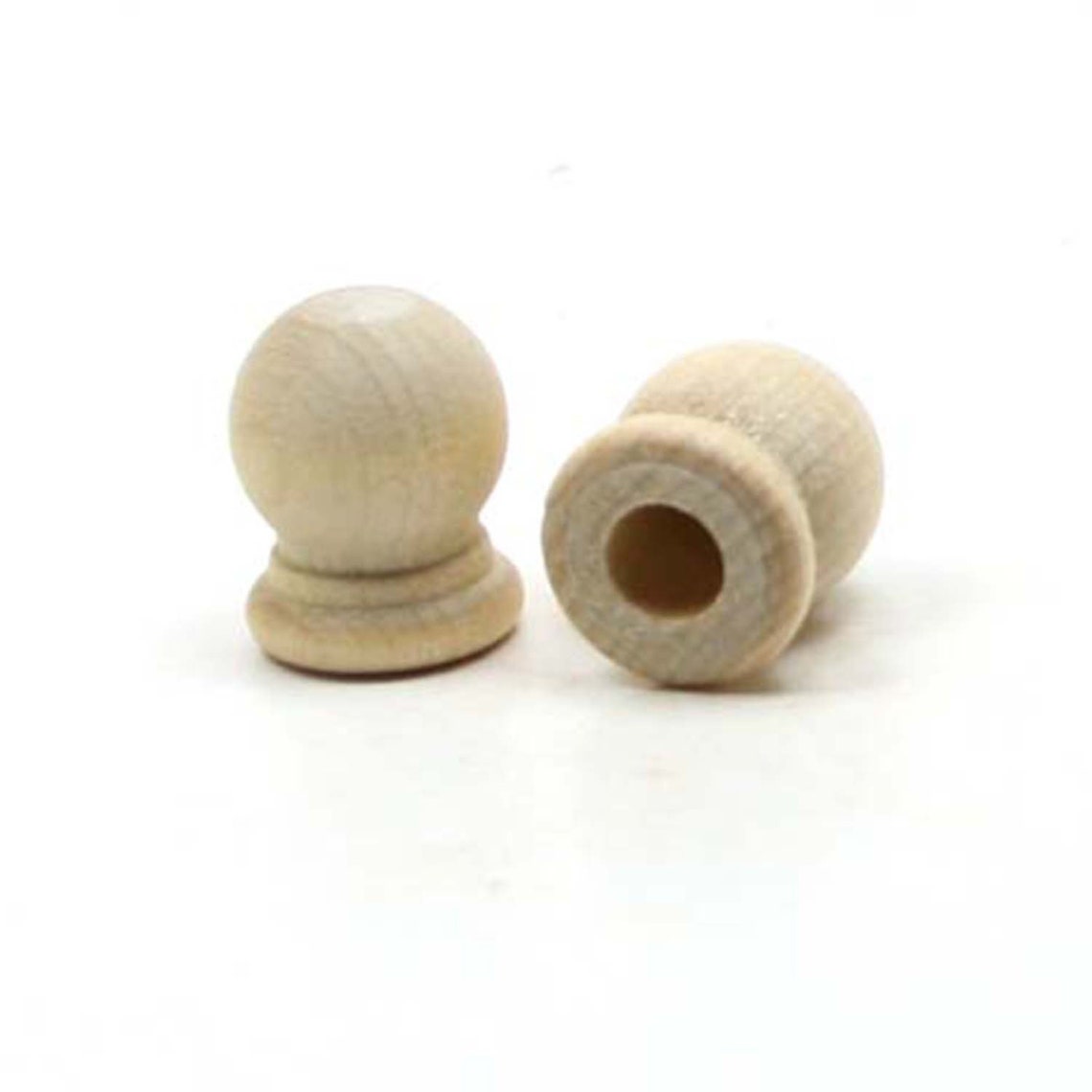 Unfinished Wood Finial Dowel Cap End - 3/4 X 19/32 Inch With 1/4 Inch ...