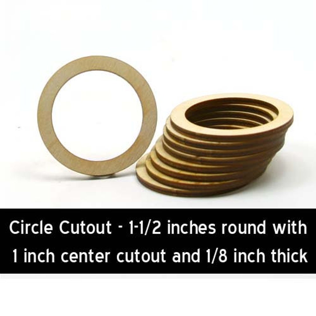 Unfinished Wood Circle Cutout - 1-1/2 in Diameter With 1 Inch Cutout ...
