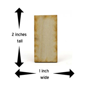 Unfinished Wood Rectangle - 2 Inches Tall by 1 Inch Wide and 1/8 Inch ...