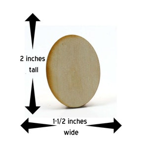 Unfinished Wood Oval - 2 Inches Tall by 1-1/2 Inches Wide and 1/8 Inch ...