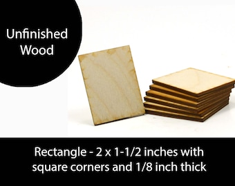 Unfinished Wood Rectangle 2 Inches Tall by 1 Inch Wide and | Etsy