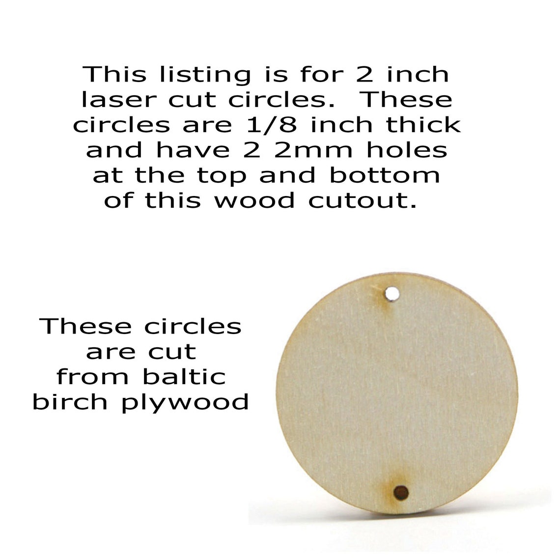 Circle Cutout - 2 Inches in Diameter and 1/8 Inch Thick With 2 2mm Hole ...