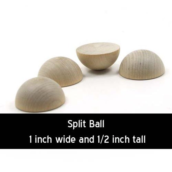Unfinished Wood Split Ball 1 Inch Wide and 1/2 Inch Tall | Etsy