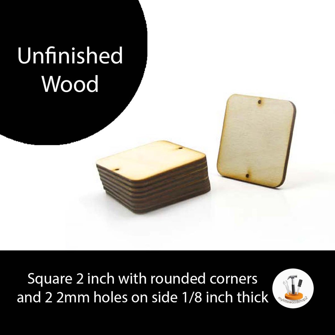 Unfinished Wood Square - 2 Inches by 2 Inches and 1/8 Inch Thick 2 2mm ...