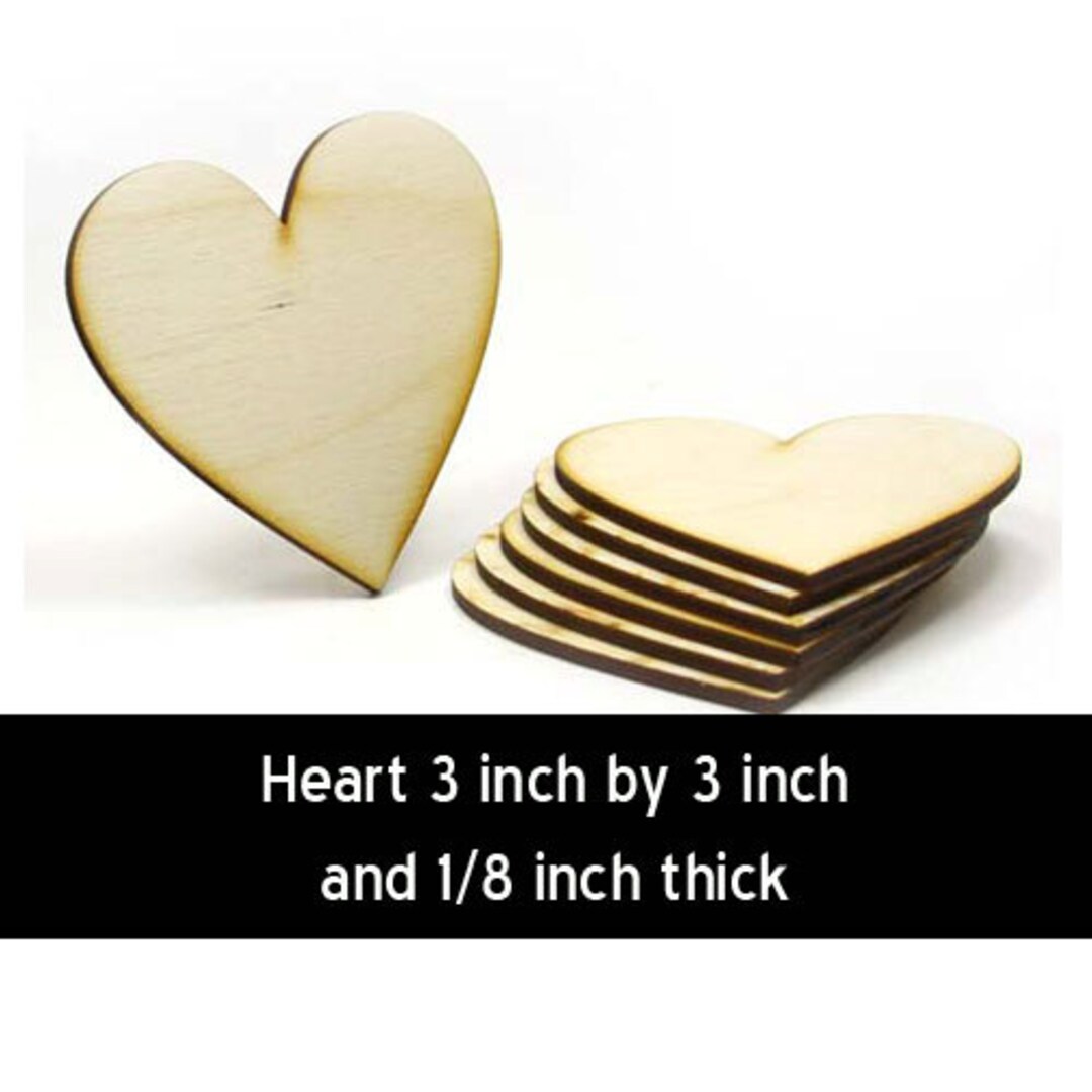 Unfinished Wood Heart - 3inches Tall by 3 Inches Wide and 1/8 Inch ...