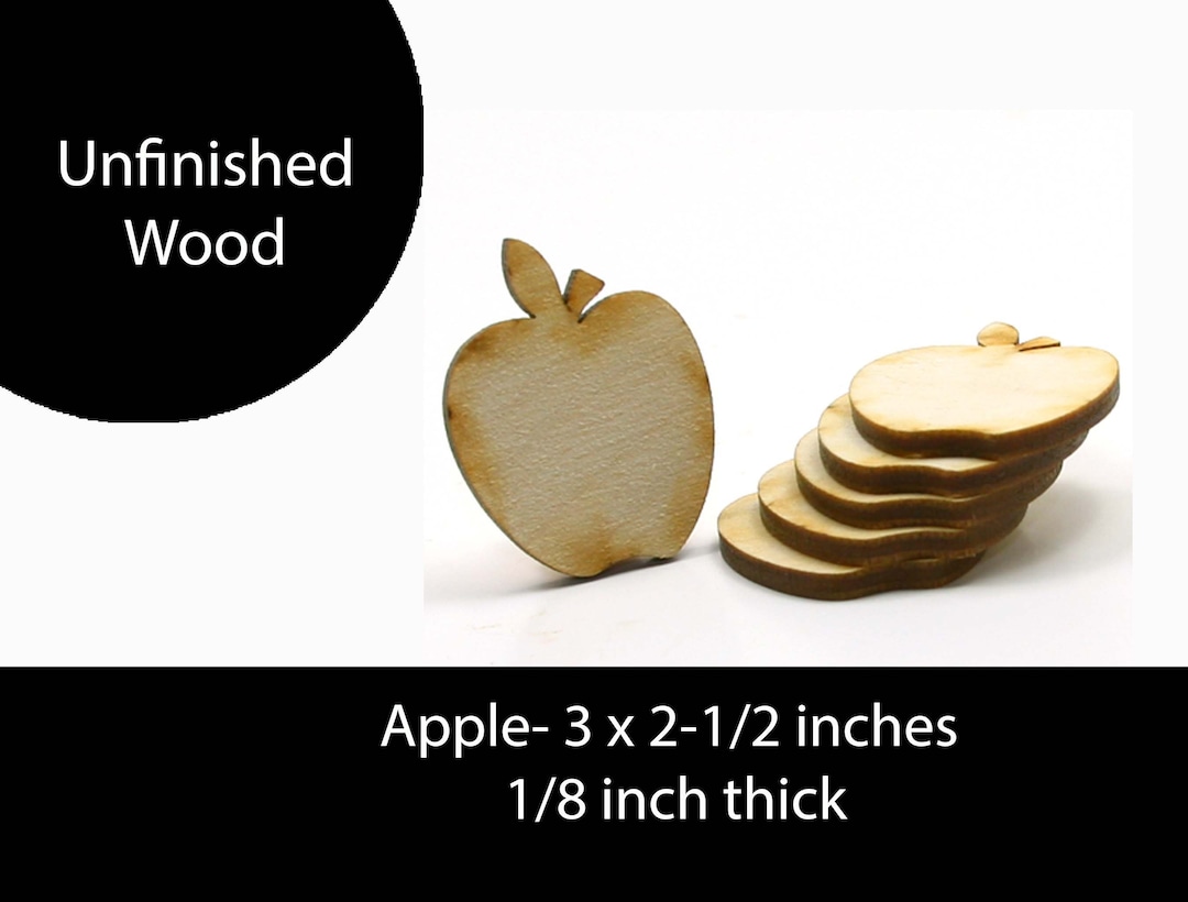 Unfinished Wood Apple - 3 Inches Tall by 2-1/2 Inches Wide and 1/8 Inch ...