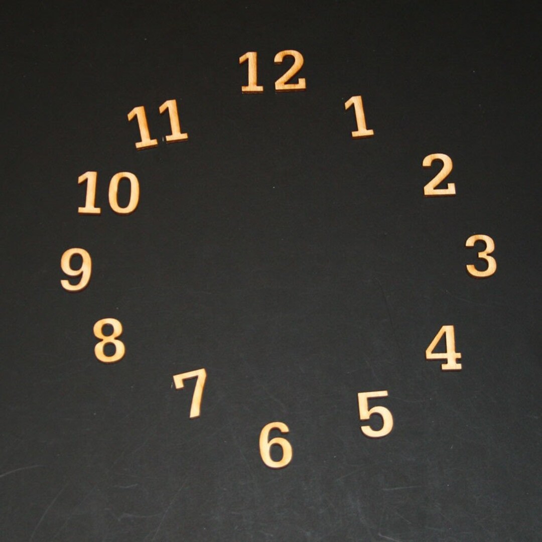 15 - Numbers on a Clock 2 Inch by 1/8 Inch Sans Serif Font Unfinished ...