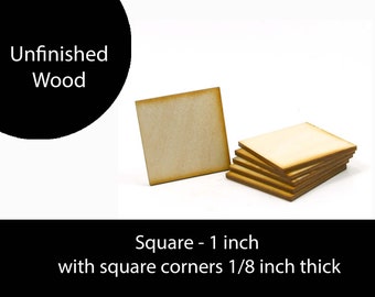 Unfinished Wood Square 1 Inch by 1 Inch by 1/8 Inch Thick - Etsy