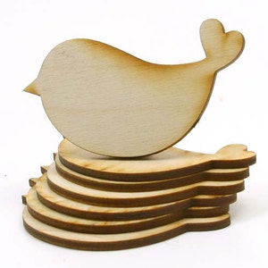 Unfinished Wood Love Bird - 2 Inch Wide by 1 Inch Tall and 1/8 Inch ...