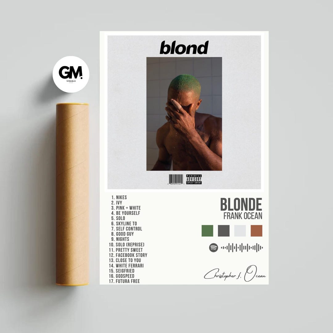 Blonde Frank Ocean Album Art Tracklist & Spotify Code Perfect for Music ...