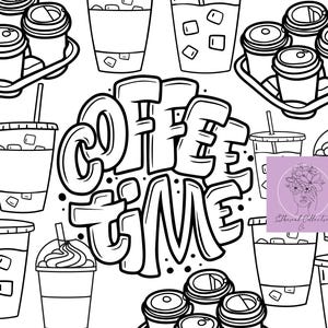 Coffee Lovers Coloring Pages Relaxing Caffeine-themed PDF Print Digital ...