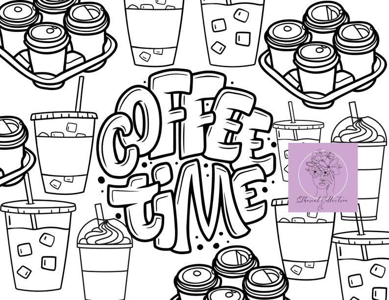 Coffee Lovers Coloring Pages Relaxing Caffeine-themed PDF Print Digital ...