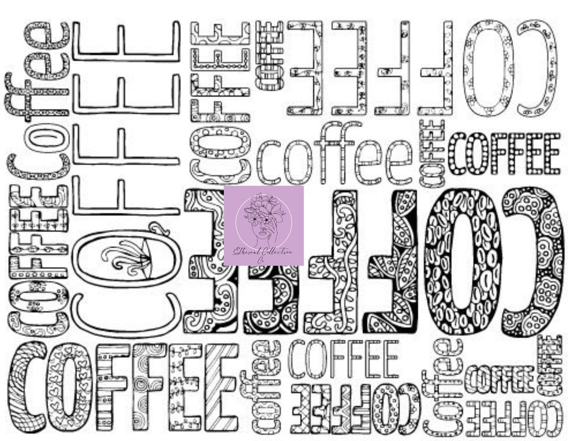 Coffee Lovers Coloring Pages Relaxing Caffeine-themed PDF Print Digital ...