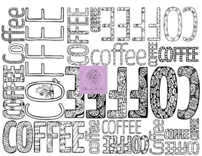 Coffee Lovers Coloring Pages Relaxing Caffeine-themed PDF Print Digital ...