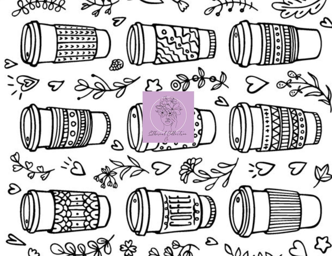 Coffee Lovers Coloring Pages Relaxing Caffeine-themed PDF Print Digital ...