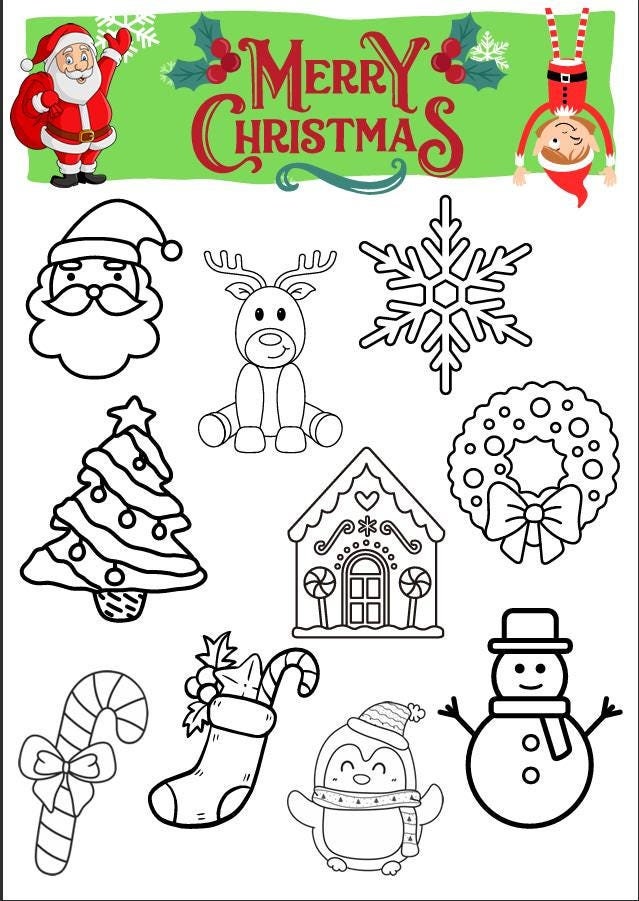Christmas Coloring Pages, School Activities for Christmas - Etsy