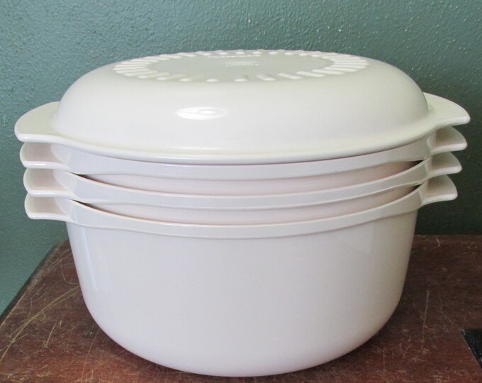 Tupperware Steam N Serve Microwave Stack Cooker 4 Piece Vintage Almond ...