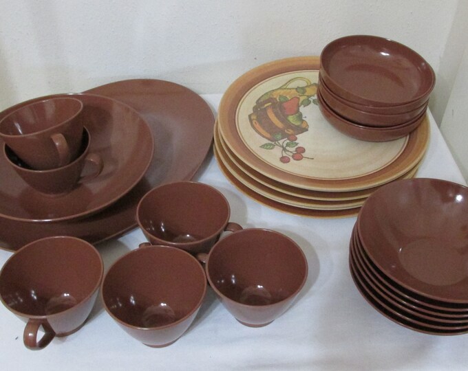 Melmac Dish Set of 26 Piece Vintage Brown Set - Etsy