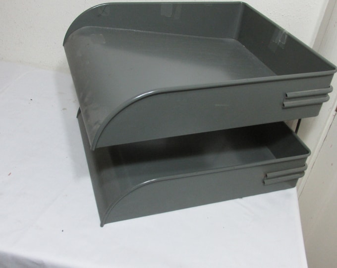 Industrial Desk File Office Organizer Vintage Metal 2 Tier Tray - Etsy