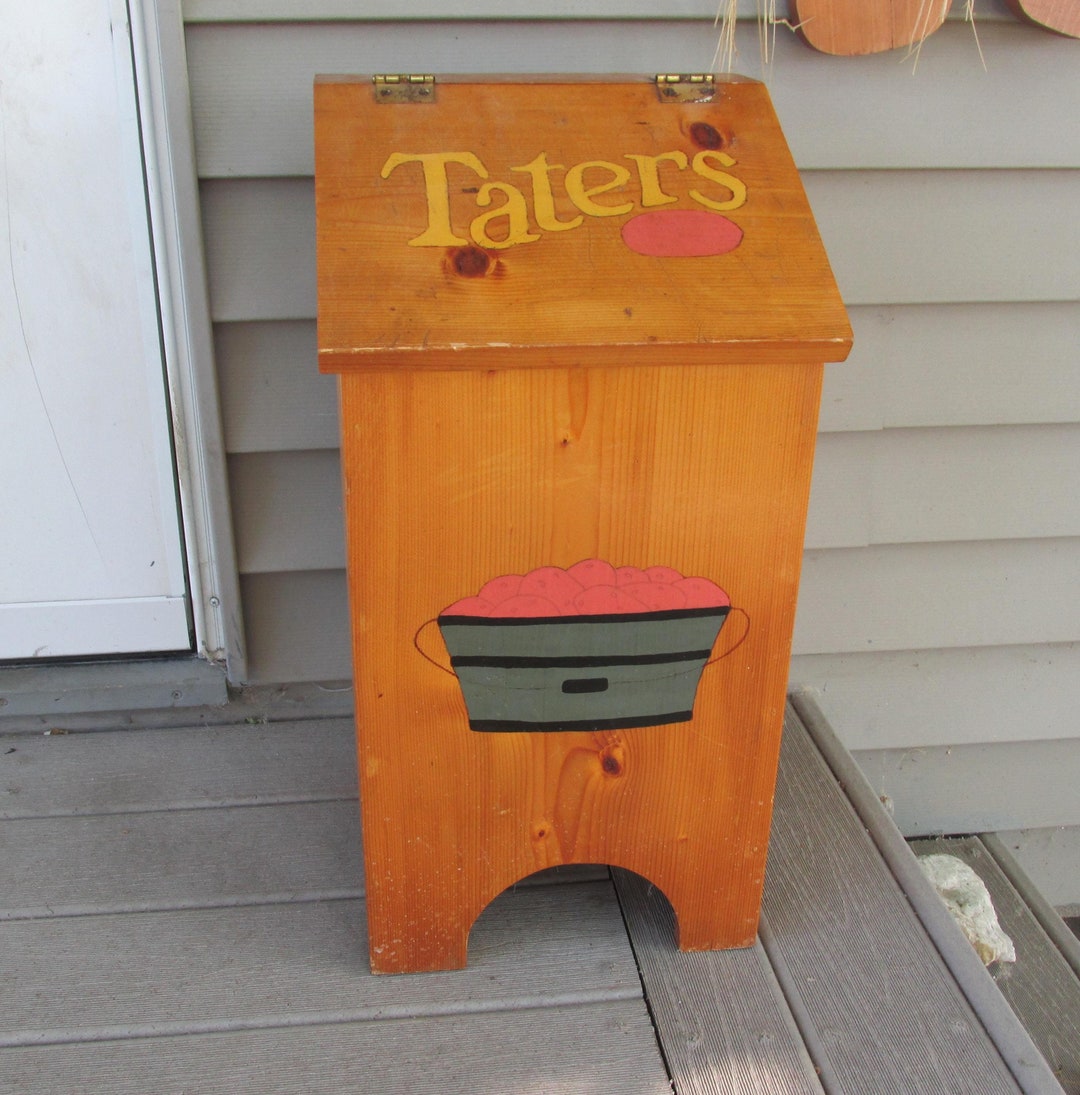Wood Potato Bin Vintage Handmade Storage Trash Box - Etsy