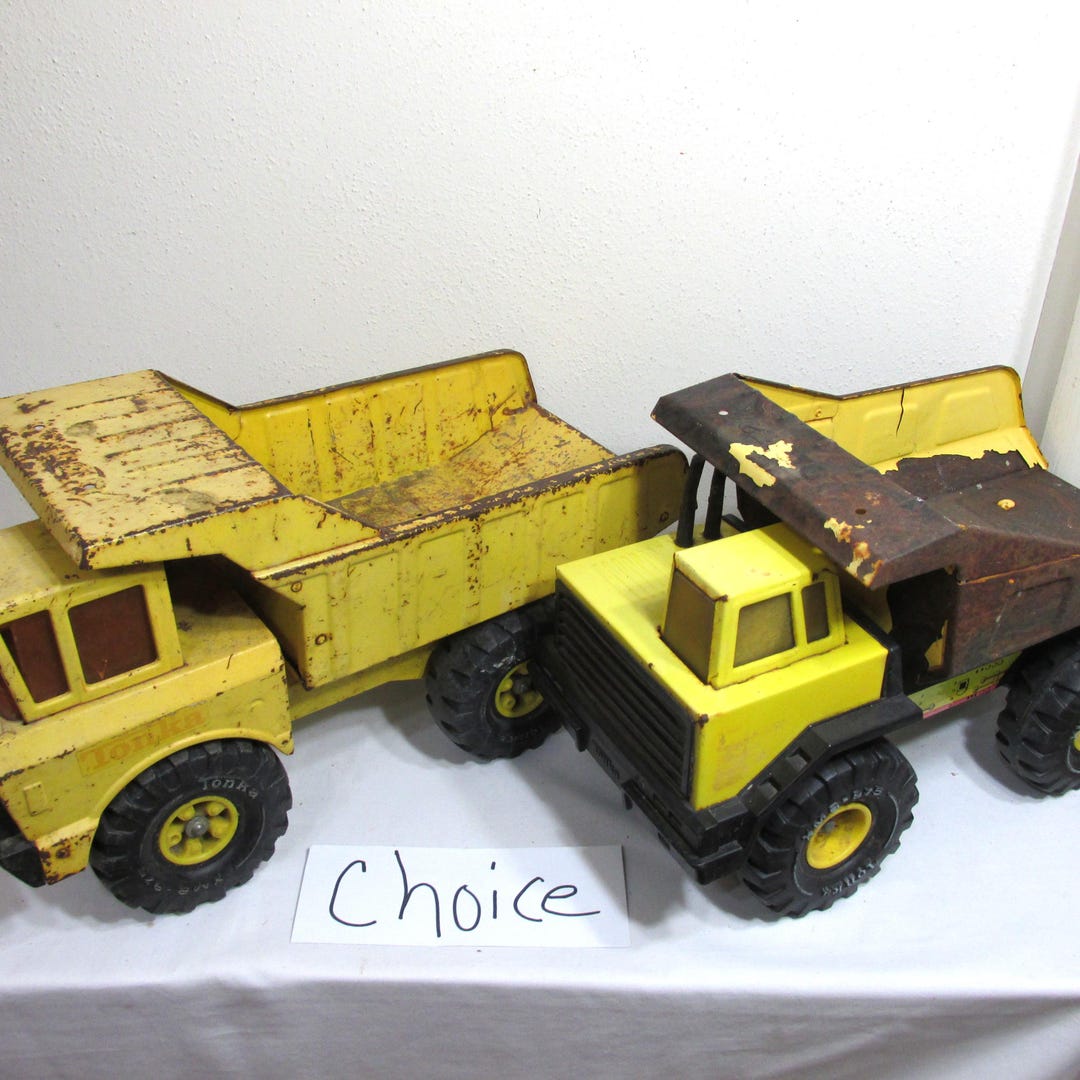 Mighty Tonka Dump Truck Vintage Rusty Yellow Metal - Etsy