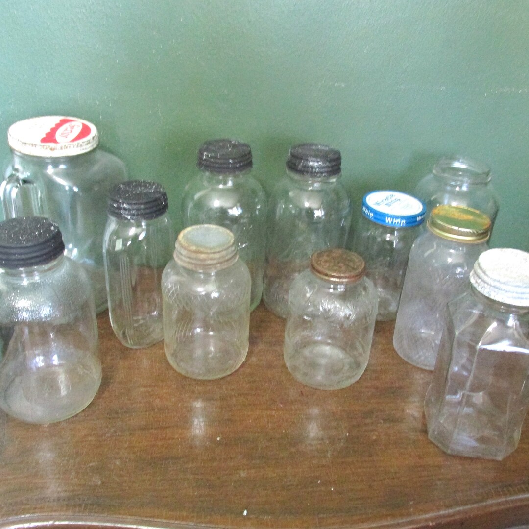 Glass Jars With Lids Vintage Choice Unique Shape Some With Zink Covers ...