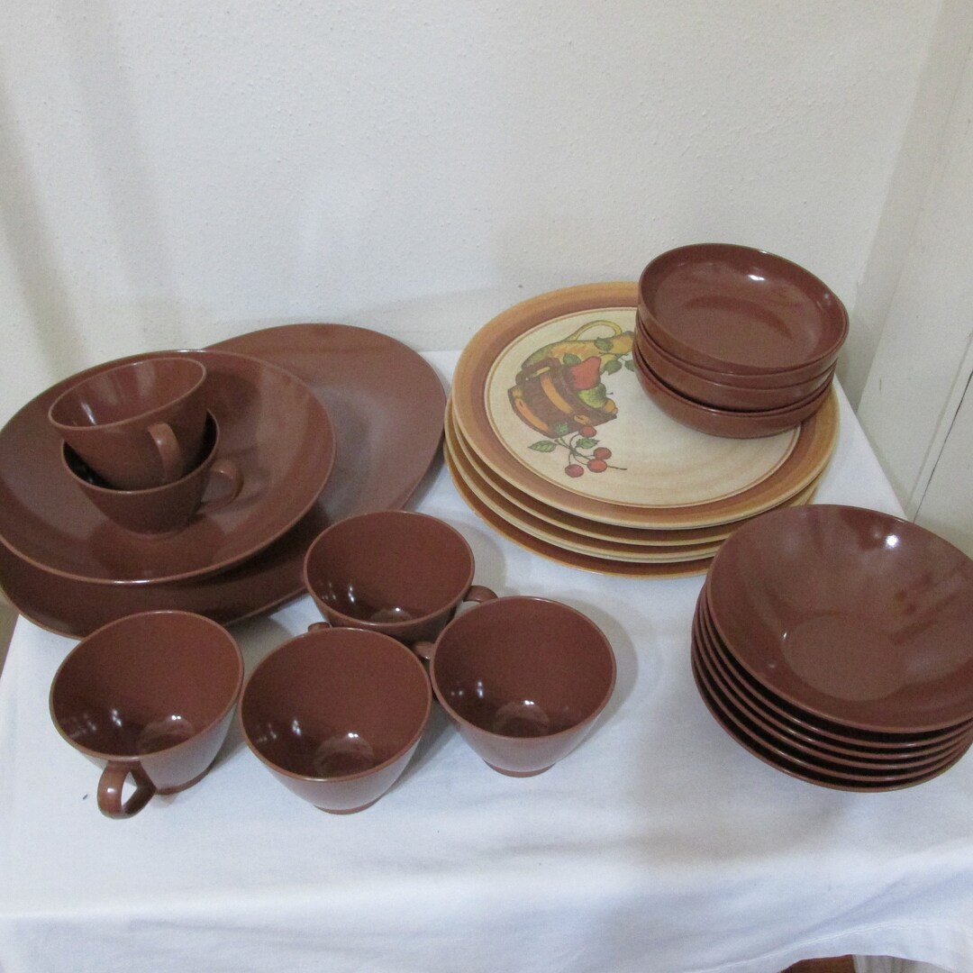 Melmac Dish Set of 26 Piece Vintage Brown Set - Etsy