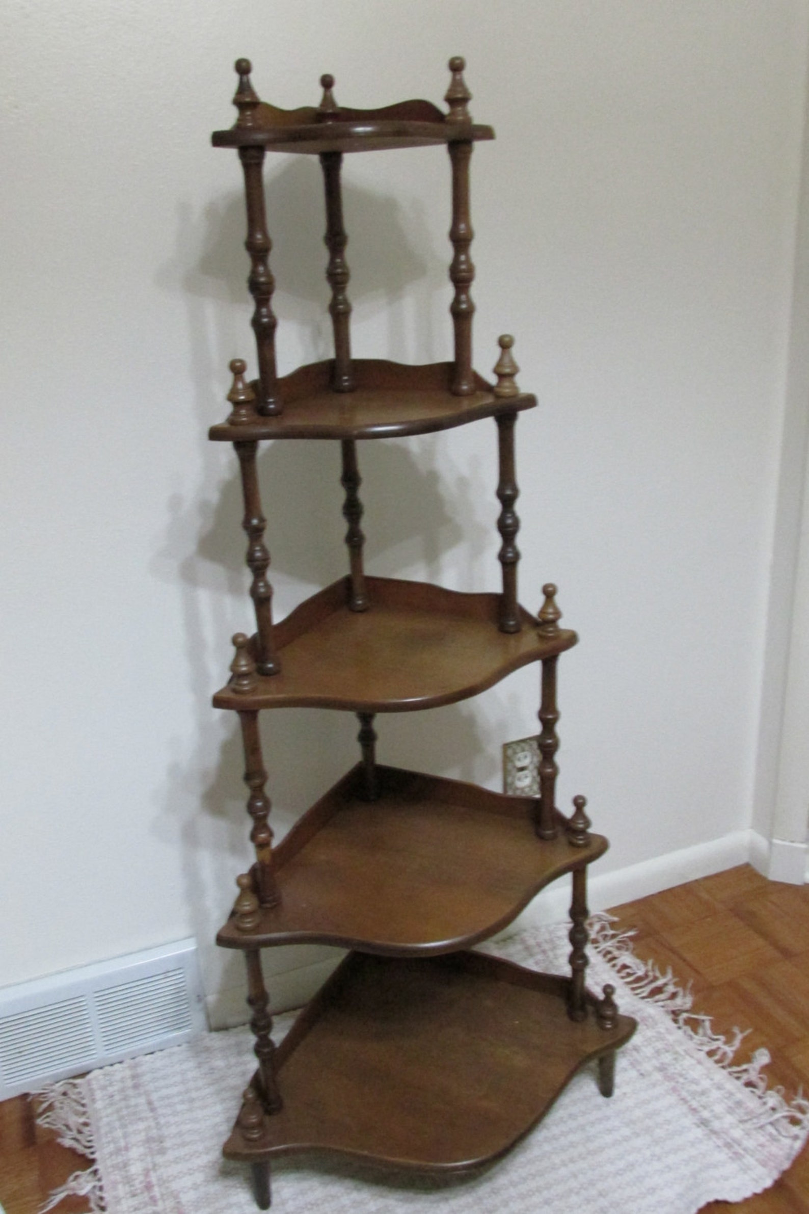 Corner Shelf Vintage Wood 5 Tier Stand Assemble Required Etsy