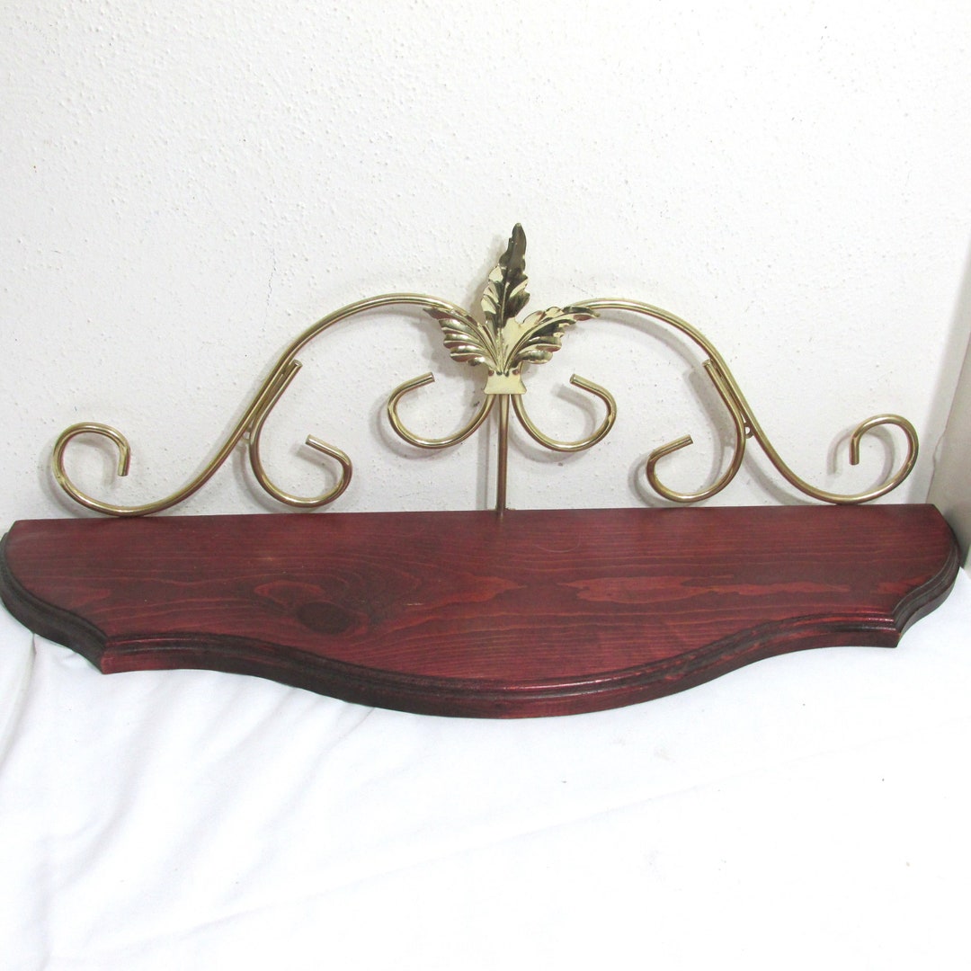 Single Wood Shelf With Decorative Gold Metal Back - Etsy