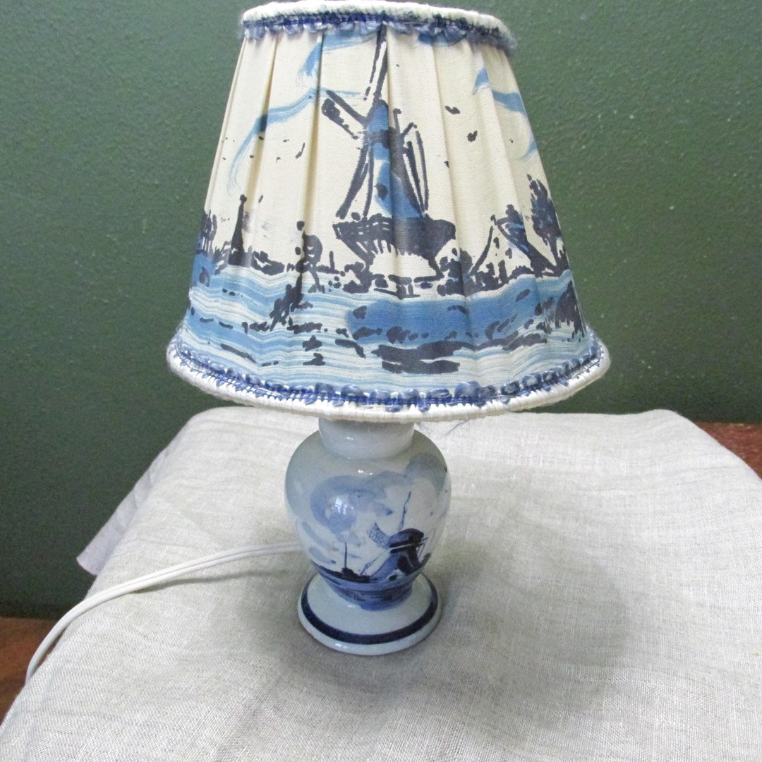 Blue Delft Welcome Lamp Vintage Porcelain With Matching Shade - Etsy