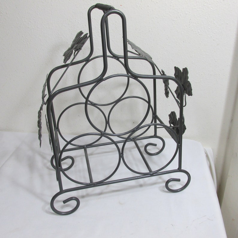 Wine Bottle Rack Metal Grape Leaf Design Tote Holder for 3 | Etsy