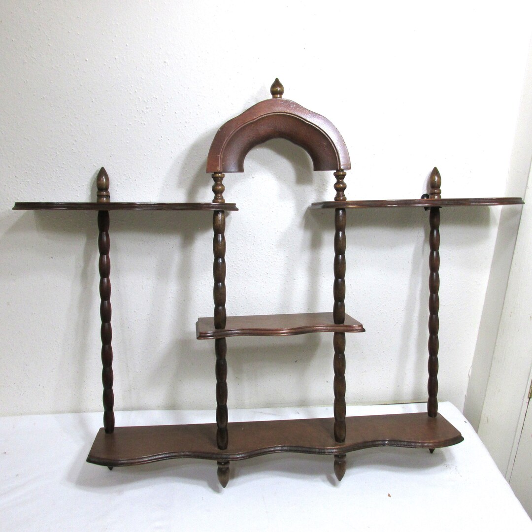 Wall Shelf Wood Spindle Shadow Box Decorative 3 Tier Display - Etsy