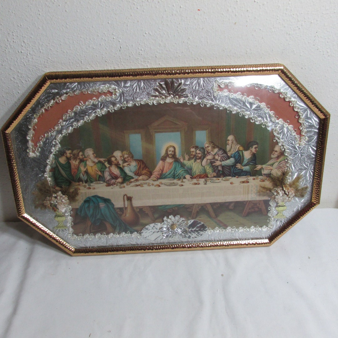 Picture Bubble Glass Last Supper Vintage Gold Metal Frame - Etsy