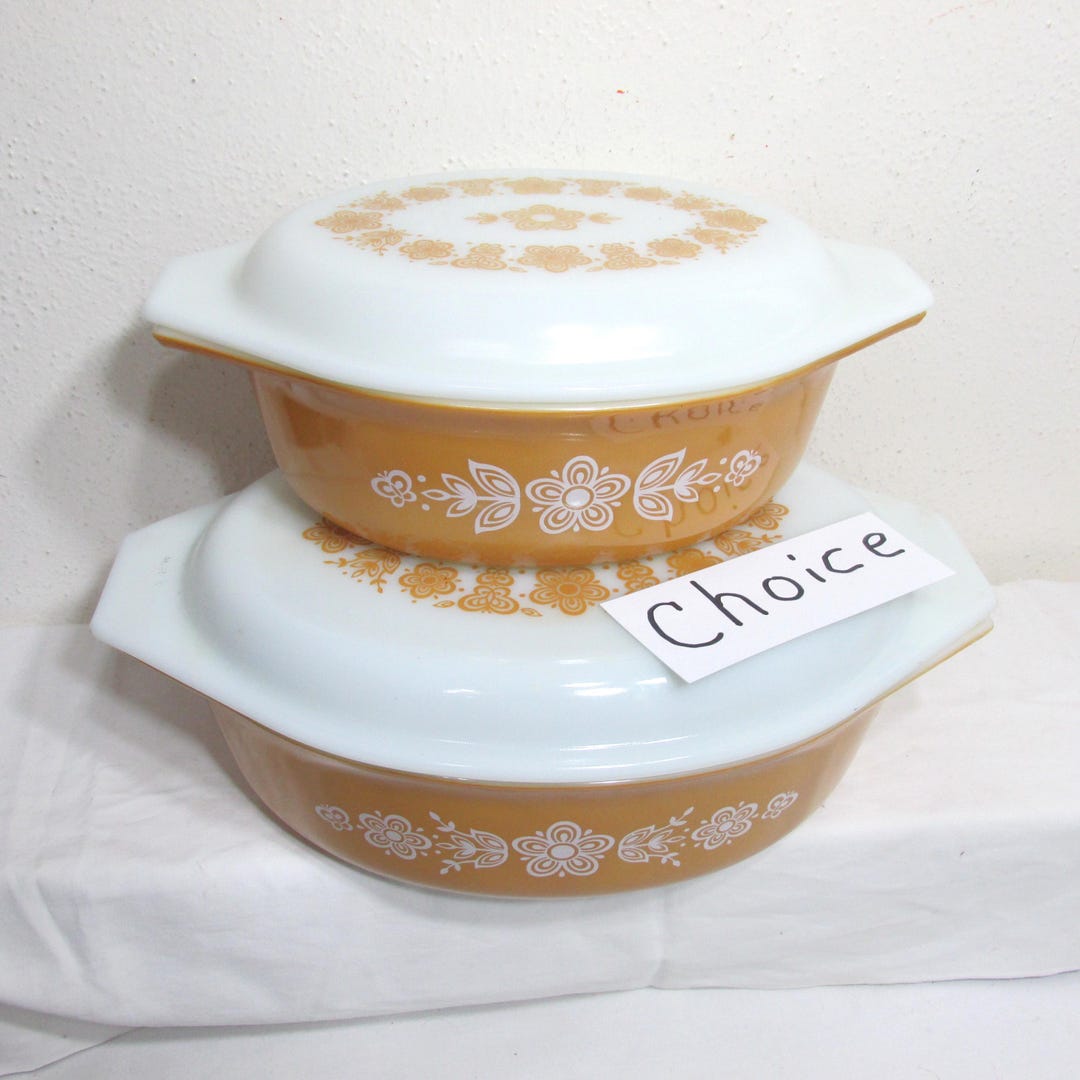 Pyrex Butterfly Gold Oval Casserole Vintage Choice Bowl - Etsy