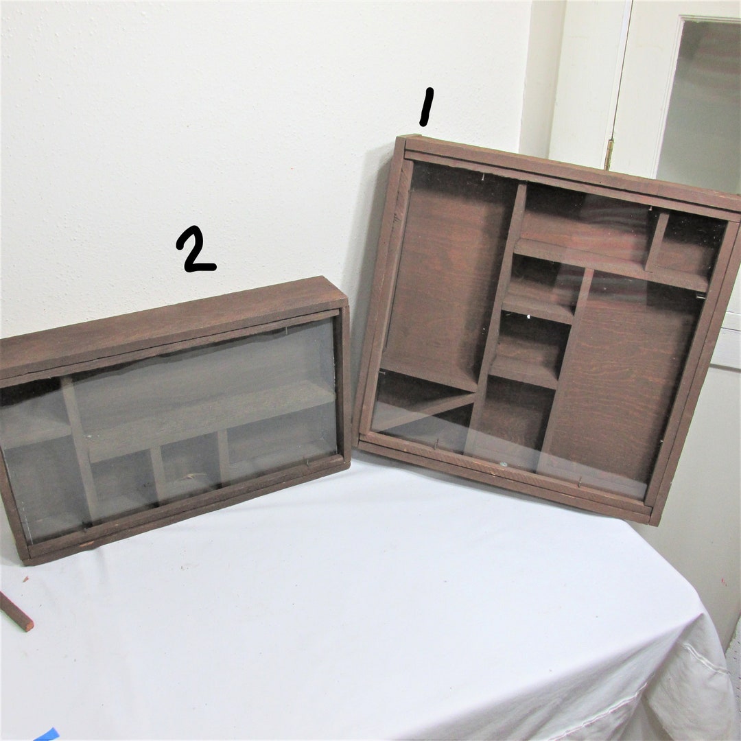 Wood Curio Cubby Glass Front Display Vintage Shadow Box - Etsy