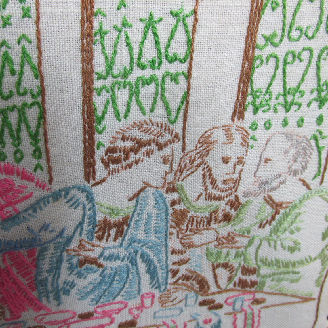 Picture Last Supper Vintage Linen Embroidered Sampler Unframed - Etsy