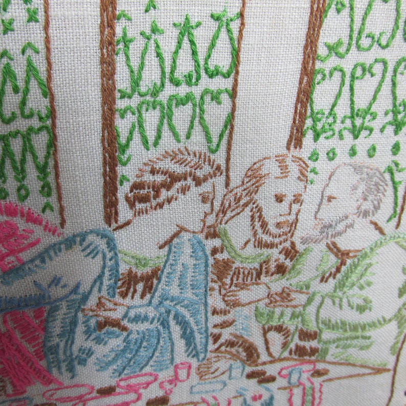 Picture Last Supper Vintage Linen Embroidered Sampler Unframed - Etsy