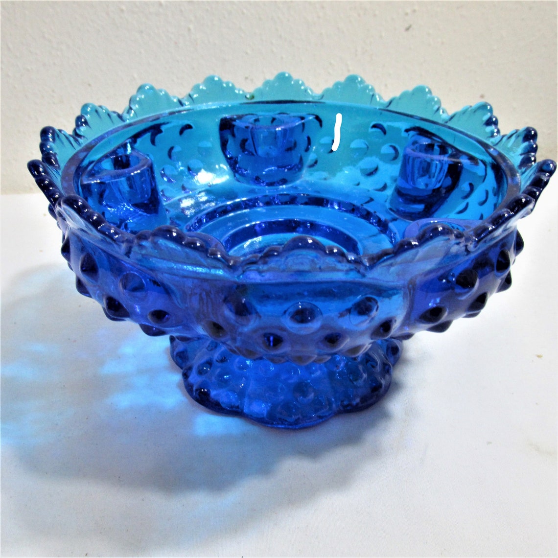 Fenton Candle Holder Creative Bowl Vintage Choice Amber or Cobalt ...