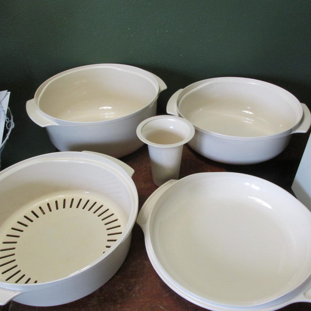 Tupperware Microwave Stack Cooker Vintage 5 Piece Vintage Almond Color ...