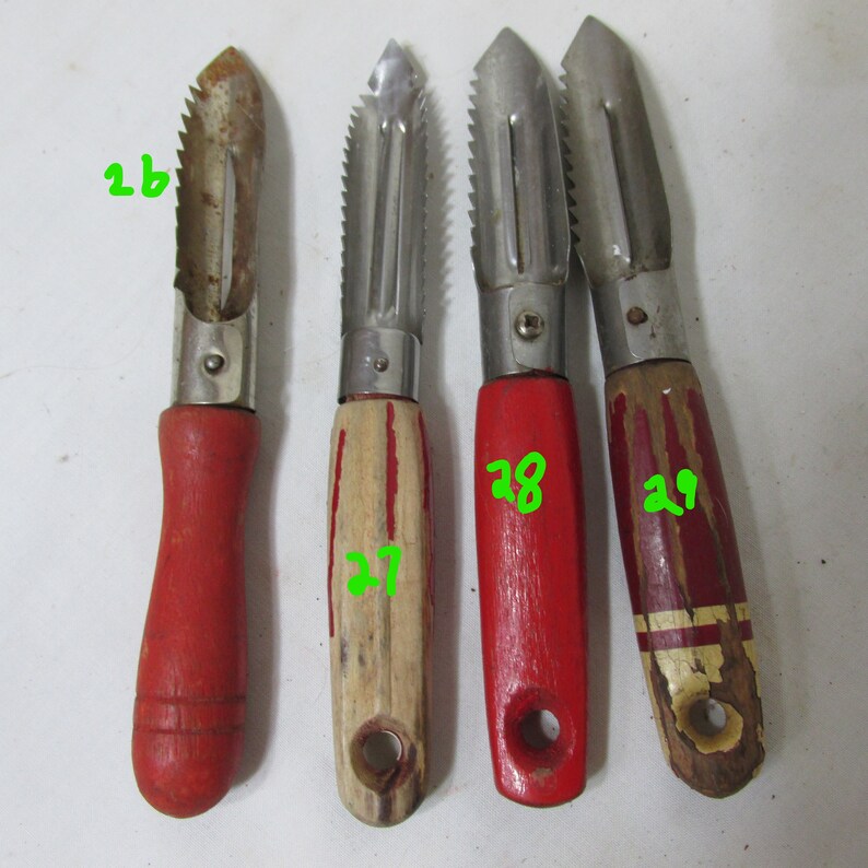 Kitchen Utensils Red Wood Handle Choice of Vintage Tools - Etsy