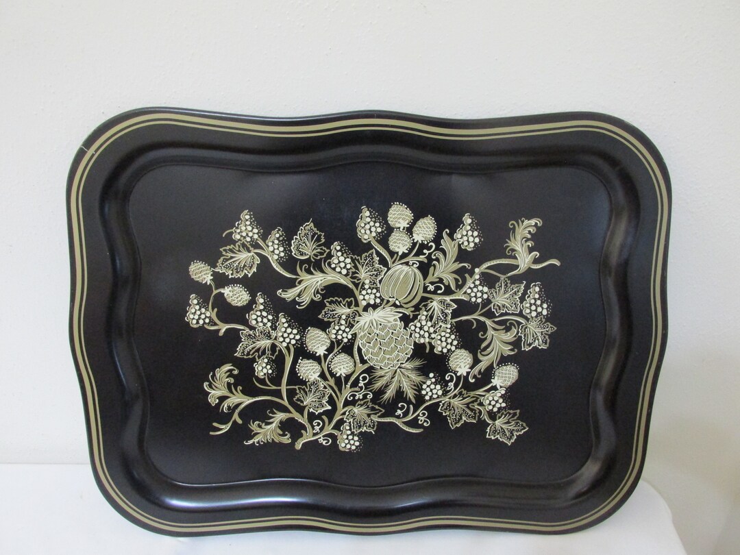 Tray Metal Decorative Vintage Large Black Serving Platter 17 X 22.5 - Etsy