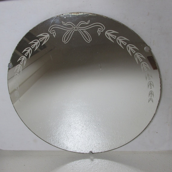 Frameless Round Mirror Vintage 15.5 Inches Inner Top Bow and - Etsy