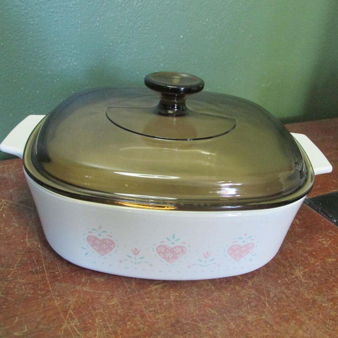 Corning Ware Casserole Forever Yours Pattern Vintage 2 Liter With Amber ...