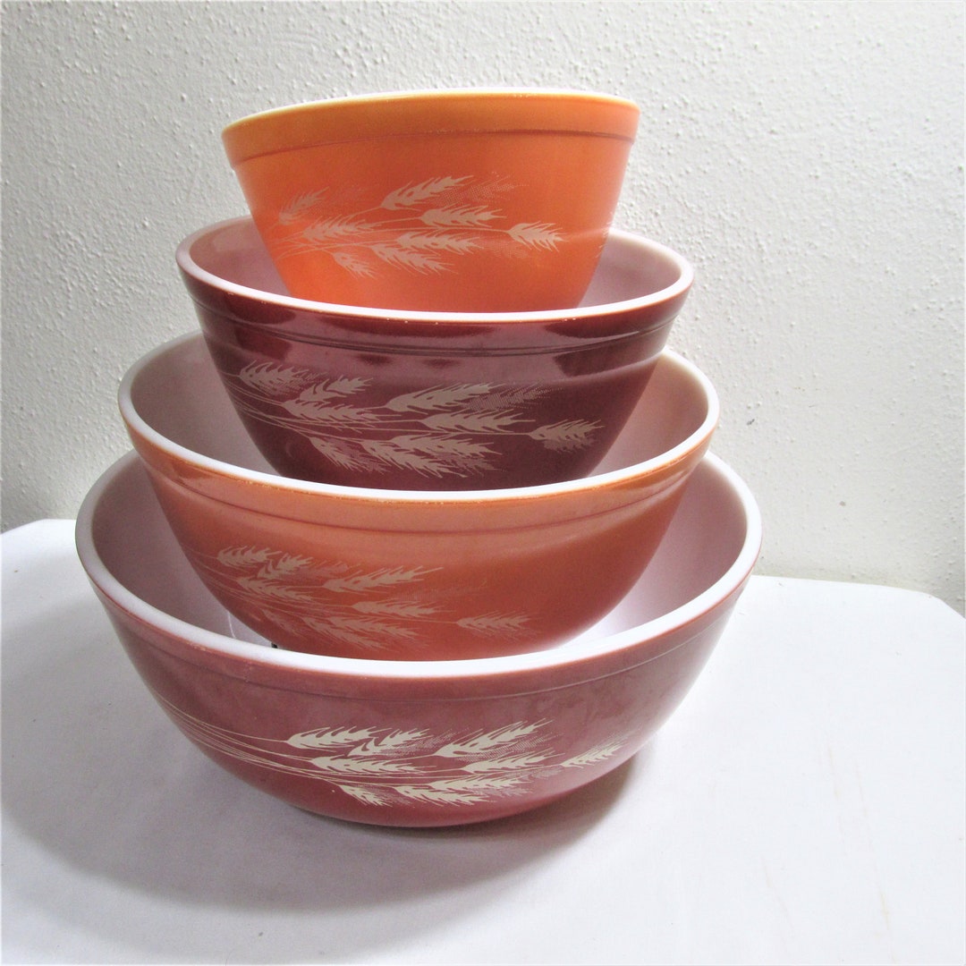 Pyrex Nesting Bowls Vintage Autumn Harvest or Wheat Set of 4 - Etsy